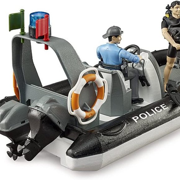Bruder | Toys | Bruder 62733 Bworld Police Boat With Rotating Beacon ...
